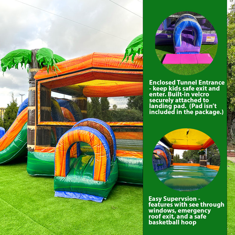 XJUMP Tropical Ocean Commercial Grade Bounce House Water Slide (with ...