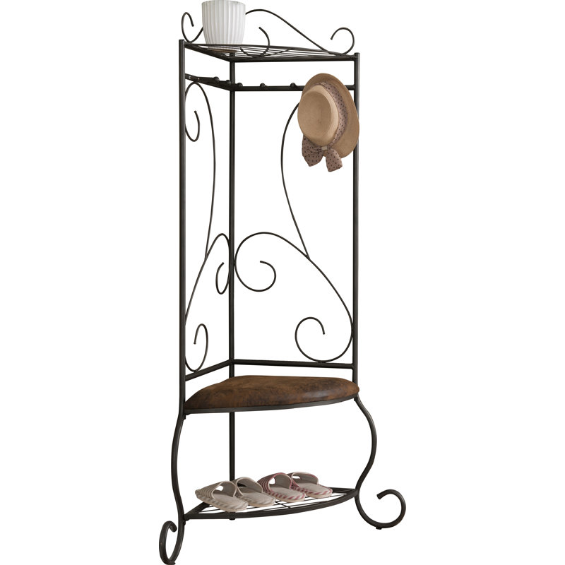InRoom Designs Corner Entryway Hallway Storage Bench With Coat Rack ...