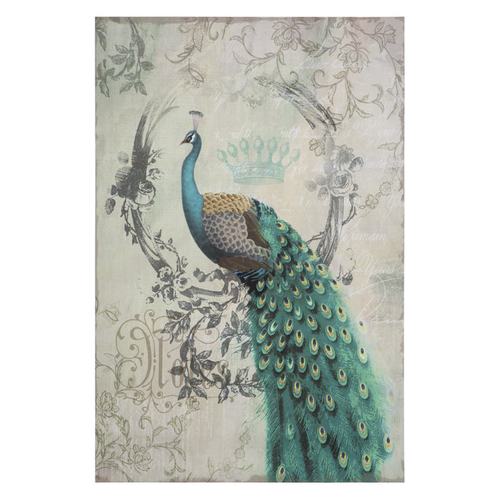 House of Hampton® Peacock Poise Graphic Art on Wrapped Canvas & Reviews ...