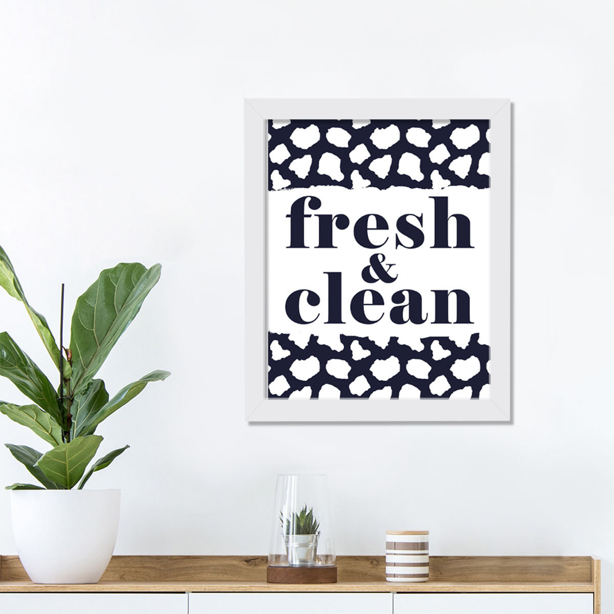 Latitude Run® Fresh and Clean Navy with Spots - Floater Frame Textual ...