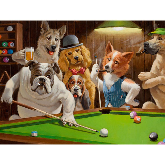 Trinx " Dogs Playing Pool Painting Canvas, Animals Canvas Wall Art " on ...