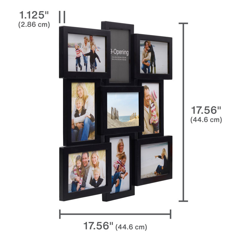 Latitude Run® 9 Opening Photo Collage Frame, Displays Four 4X6 And Five ...