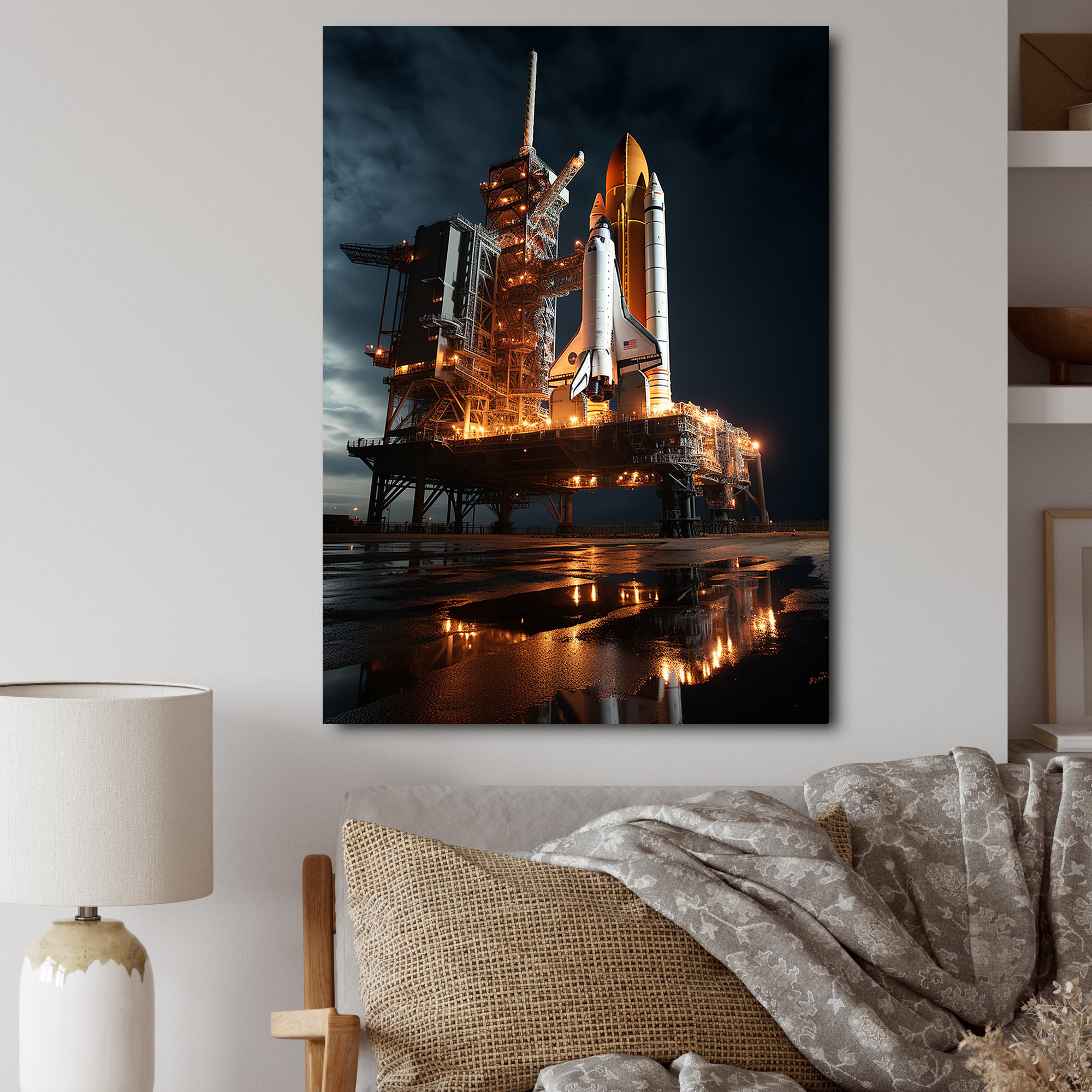 17 Stories Space Shuttle Moonlit Rendezvous II - Space Shuttle Canvas ...