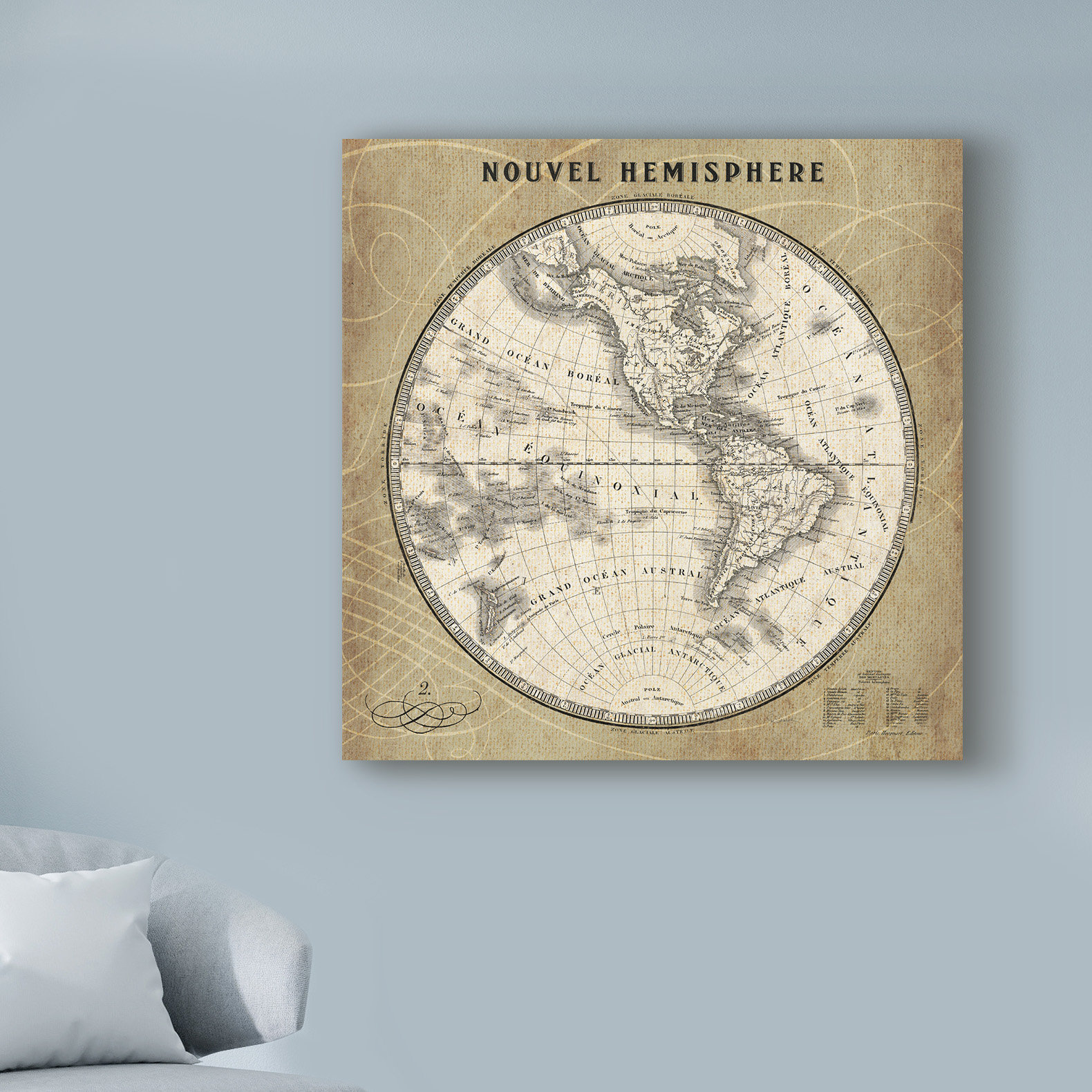Breakwater Bay 'French World Map III' Graphic Art Print on Wrapped ...