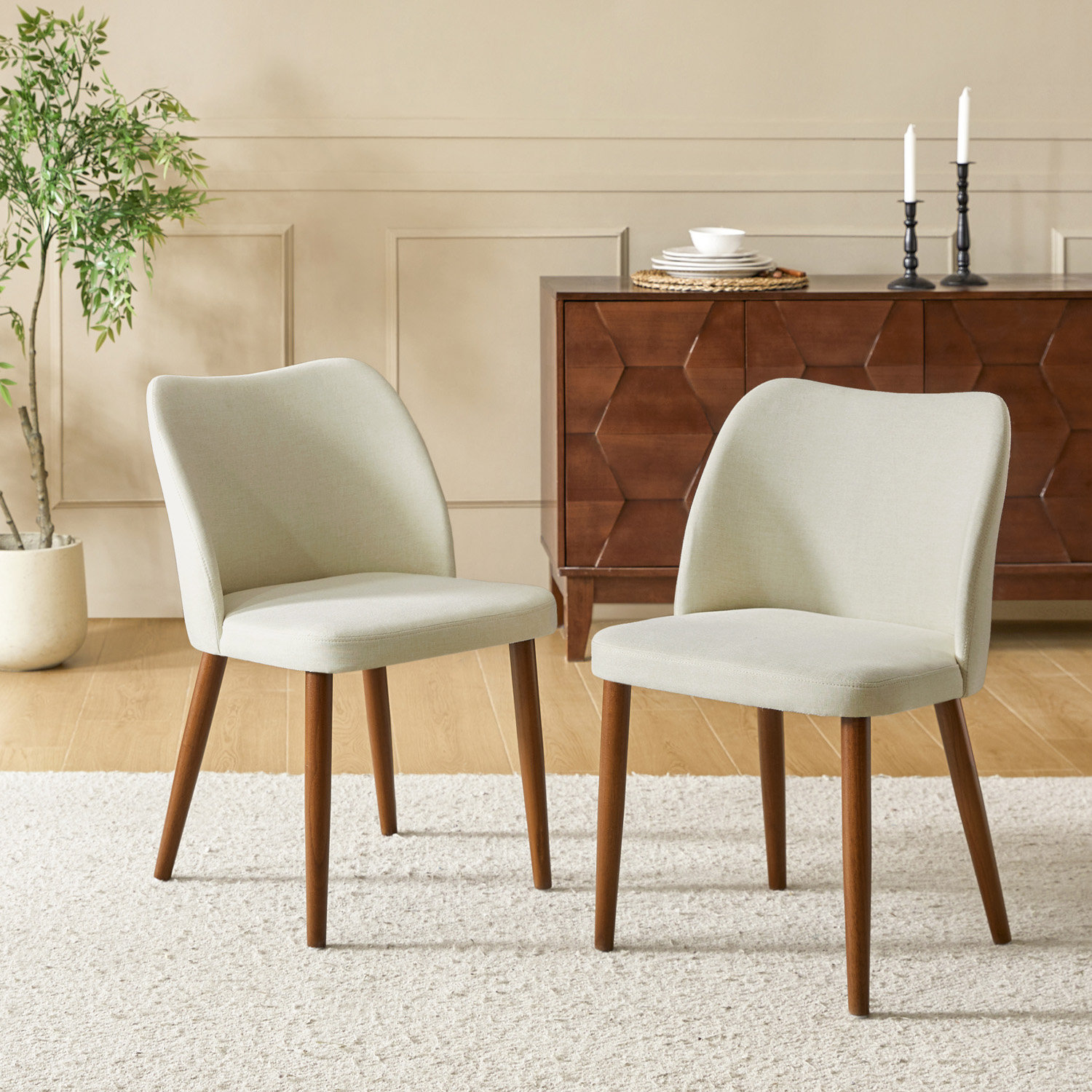 George Oliver Kanalu Modern Dining Chair with Solid Wood Legs & Reviews ...