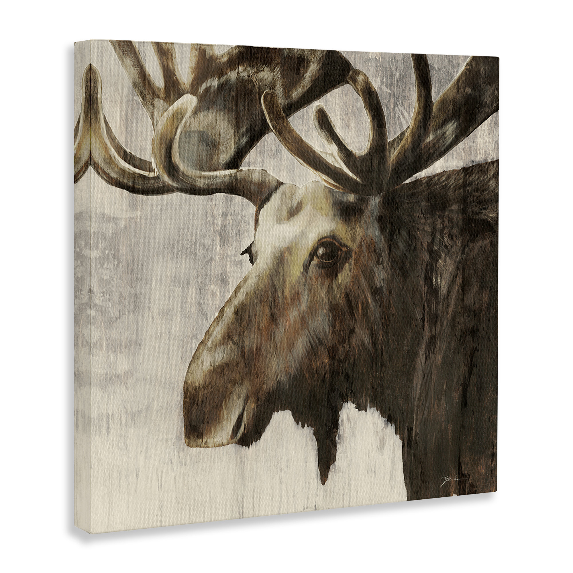 Winston Porter Forest Moose Distressed Canvas Wall Art by Liz Jardine ...