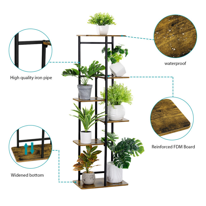 17 Stories Stepped multi-tiered flower rack Brown | Wayfair