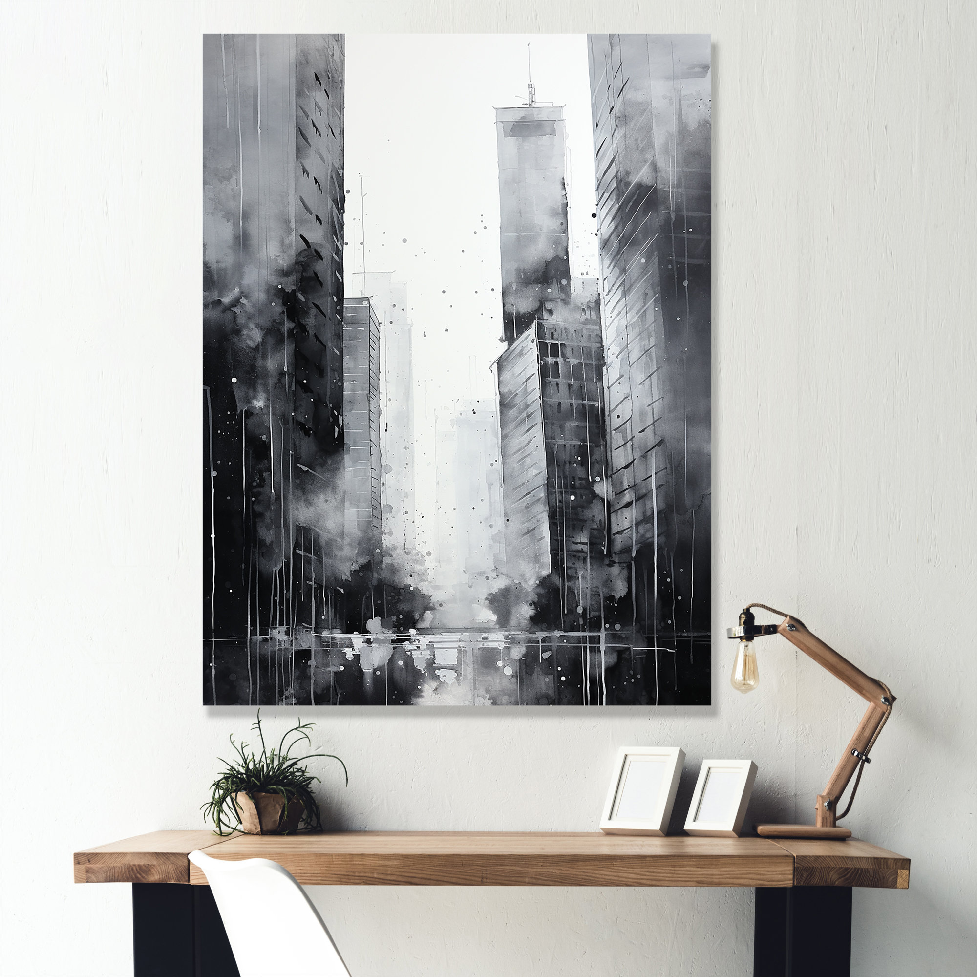 Design Art Ebony Edifices Skyscraper City - Skyscrapers Wall Art Living ...