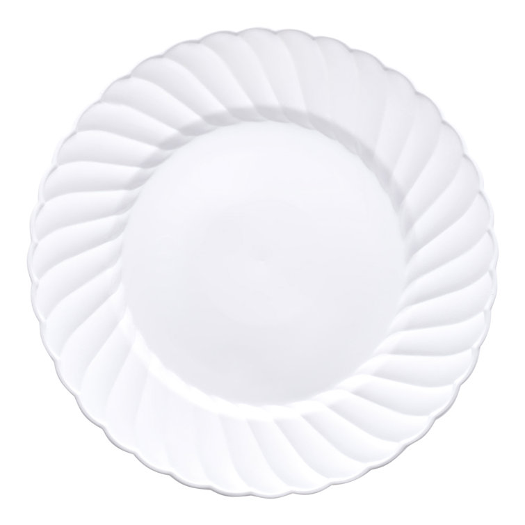 SmartyHadaParty White Flair Plastic Buffet Plates (9") | Wayfair