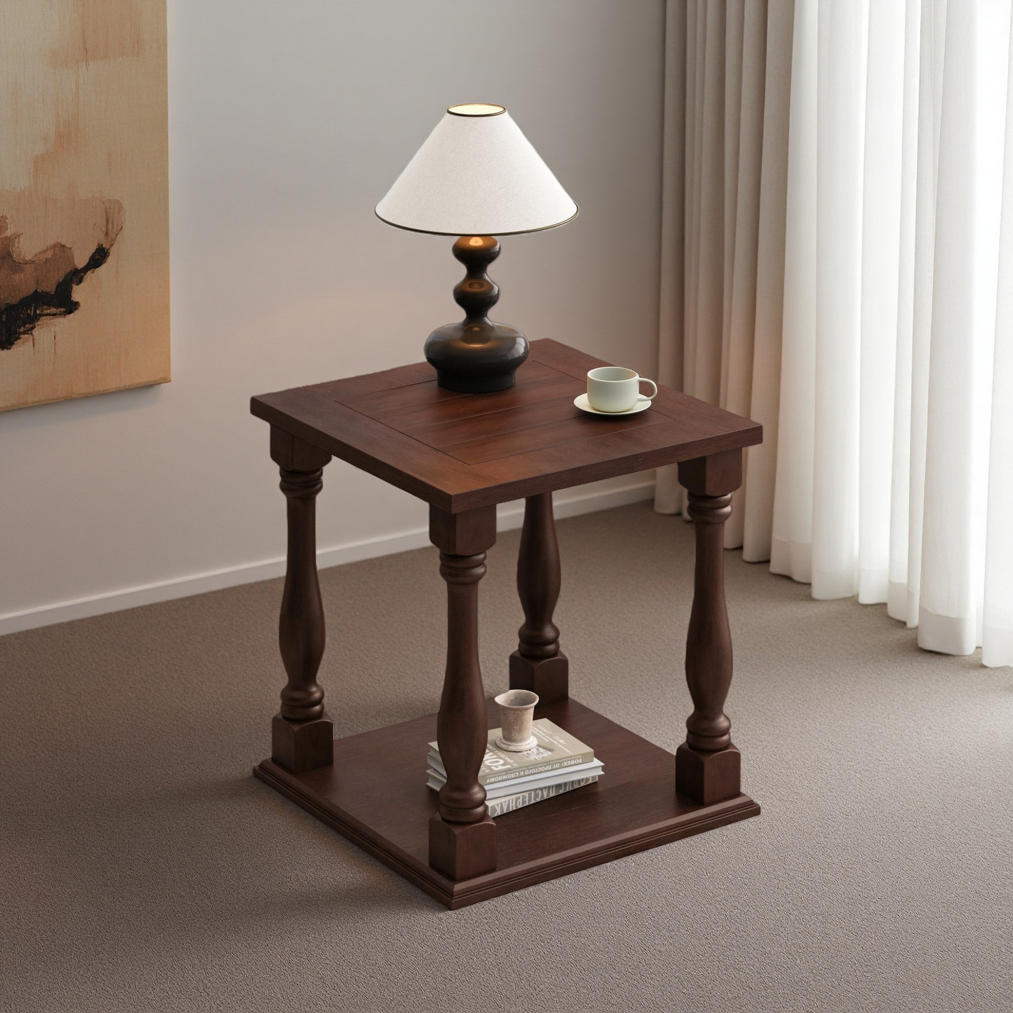 Tank300 Antique-Style Coffee Colored Side Table | Wayfair