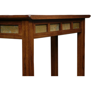 One Allium Way® Rustic Slate Tile Console Table With Shelf, Oak Brown ...