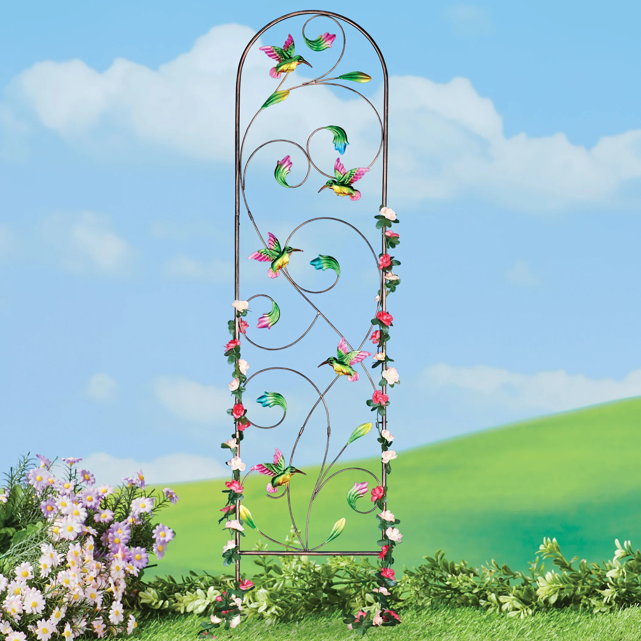 Red Barrel Studio Joli treillis en métal avec colibri - Wayfair Canada