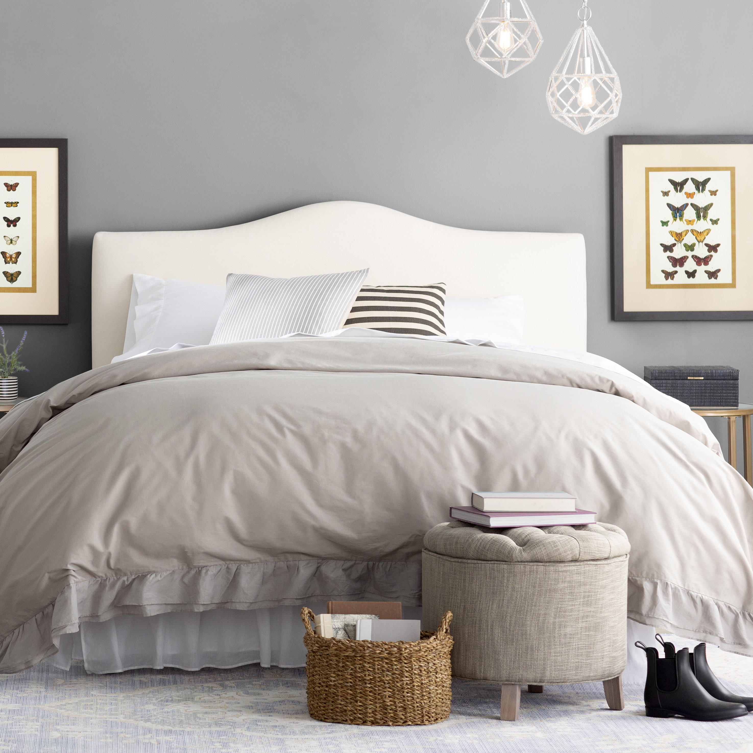 Birch Lane™ Bissonet Light Grey 100% Cotton Traditional Duvet Cover ...