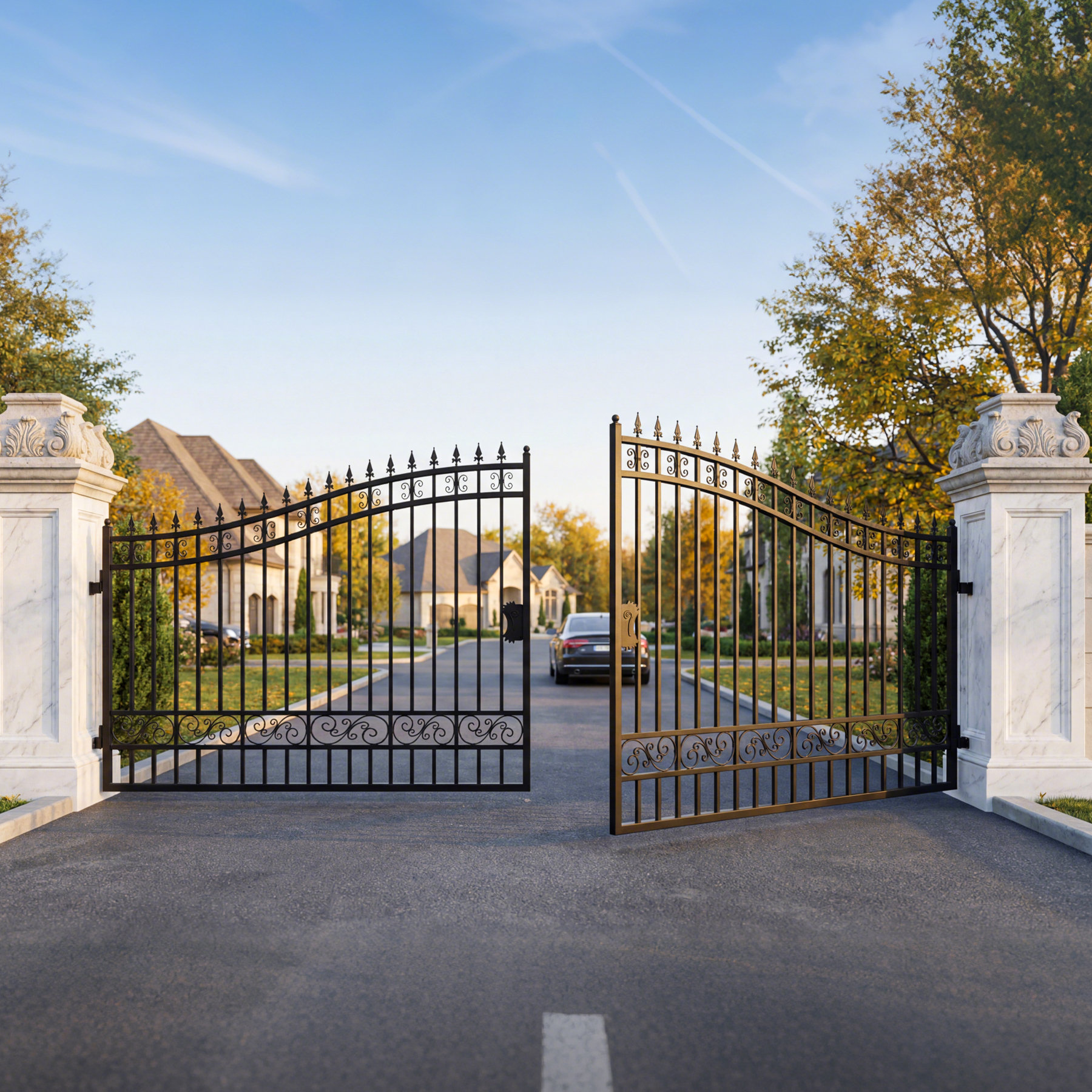 Chery Industrial Steel Dual Swing Driveway Gate | Wayfair