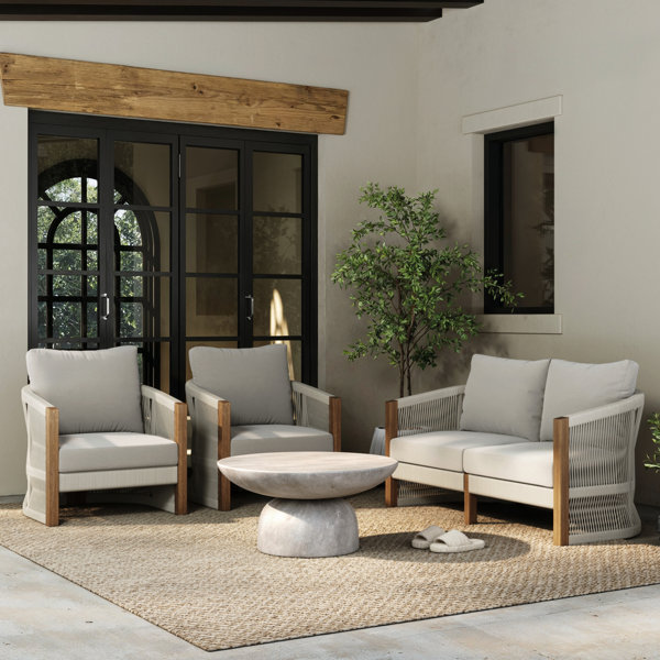 Winston Porter Farmhouse 3-Piece Outdoor Couch Set | Wayfair