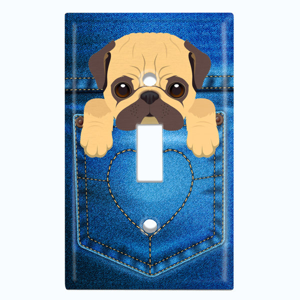 WorldAcc Metal Light Switch Plate Outlet Cover (Cute Puppy Dog Pug Jean ...