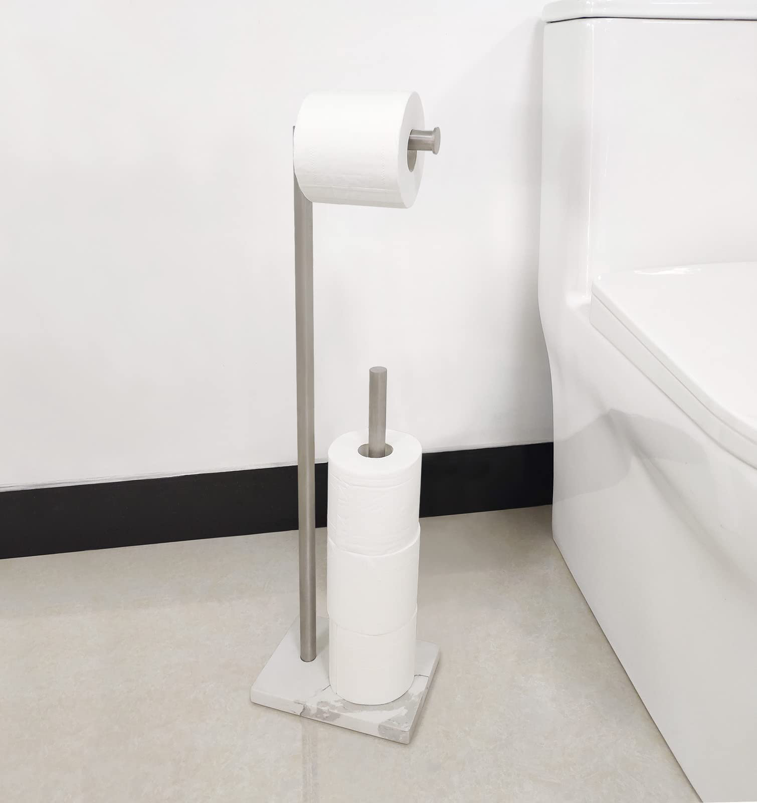 Runbang Free Standing Toilet Paper Holder Stand With Reserve, Heavy ...