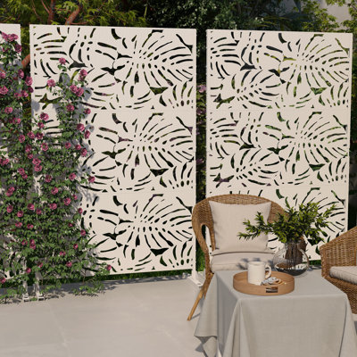 UIXE Helary Outdoor Privacy Screen Freestanding with Panels for Patio ...