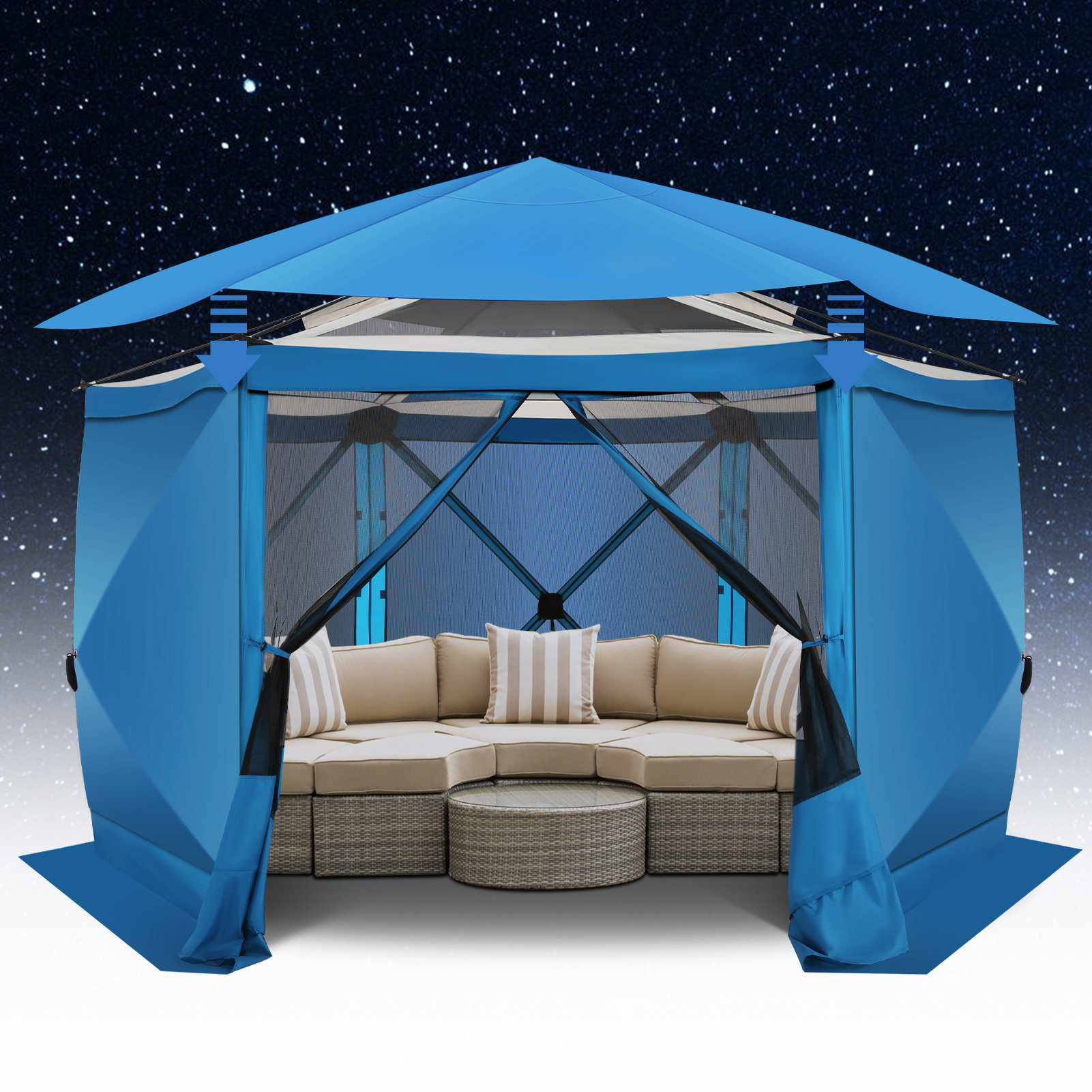 COBIZI 12x12 Pop-up Gazebo, Starry Sky Canopy Tent Screen House with 5 ...