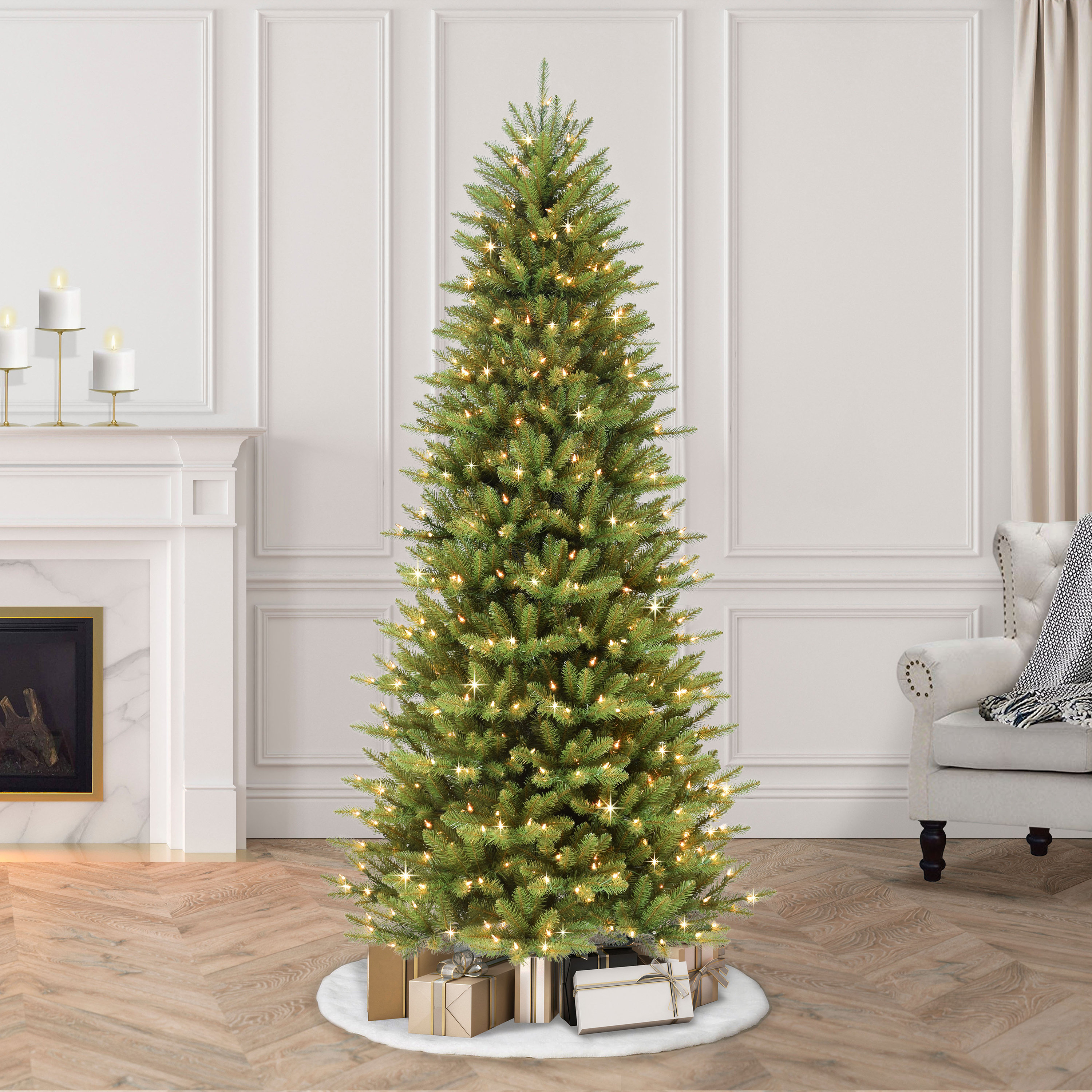 The Holiday Aisle® Guindin 10' H Slender Green Fir Christmas Tree with ...