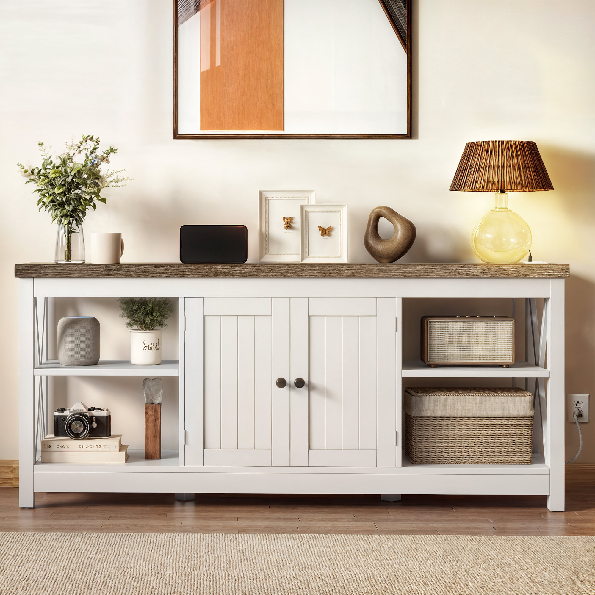 Gracie Oaks Modern Entertainment Center Media Console Table TV Stand ...