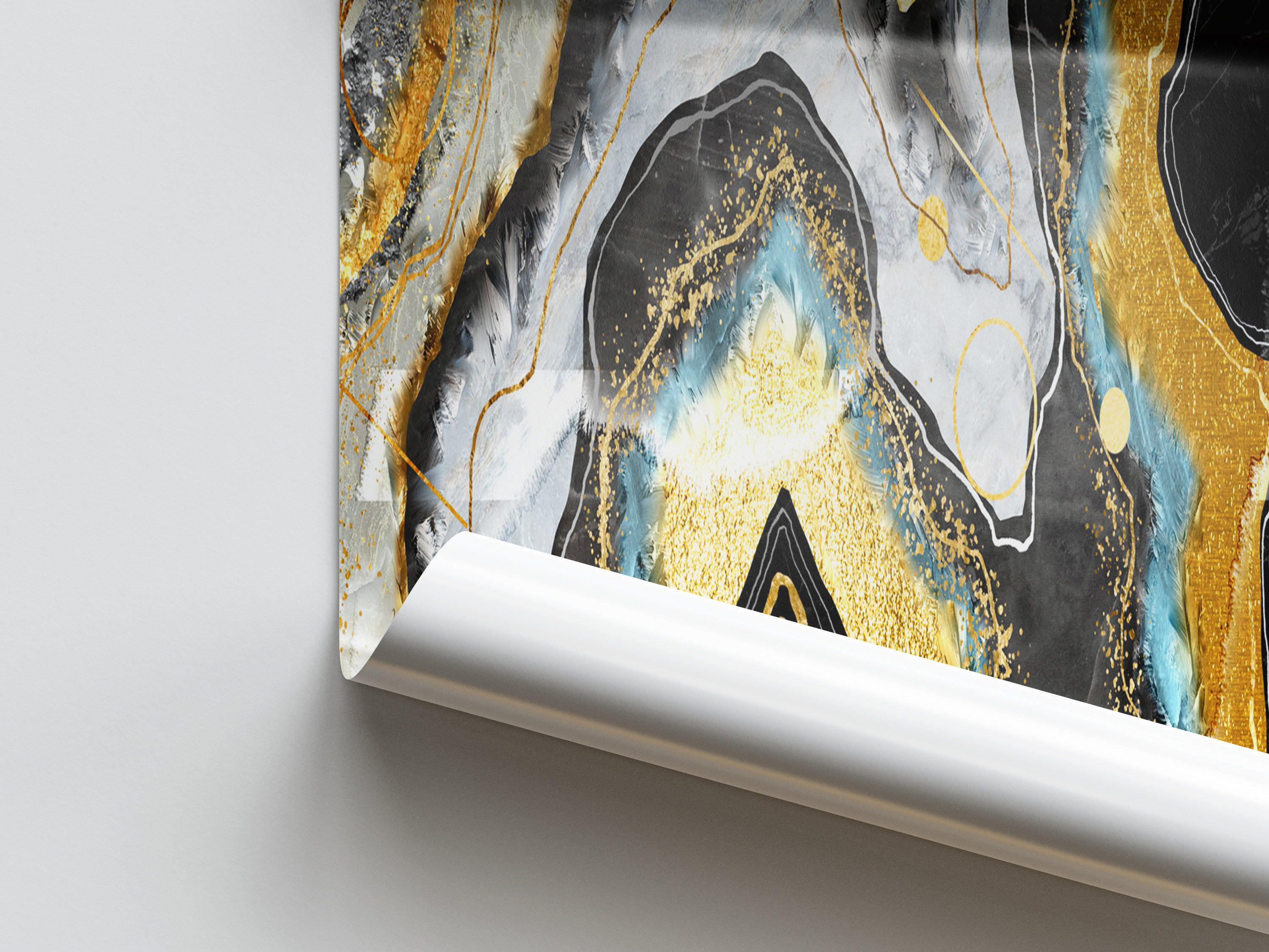 Wade Logan Shimmery Art, Modern Canvas, Alcohol Ink Canvas, Gold Marble ...