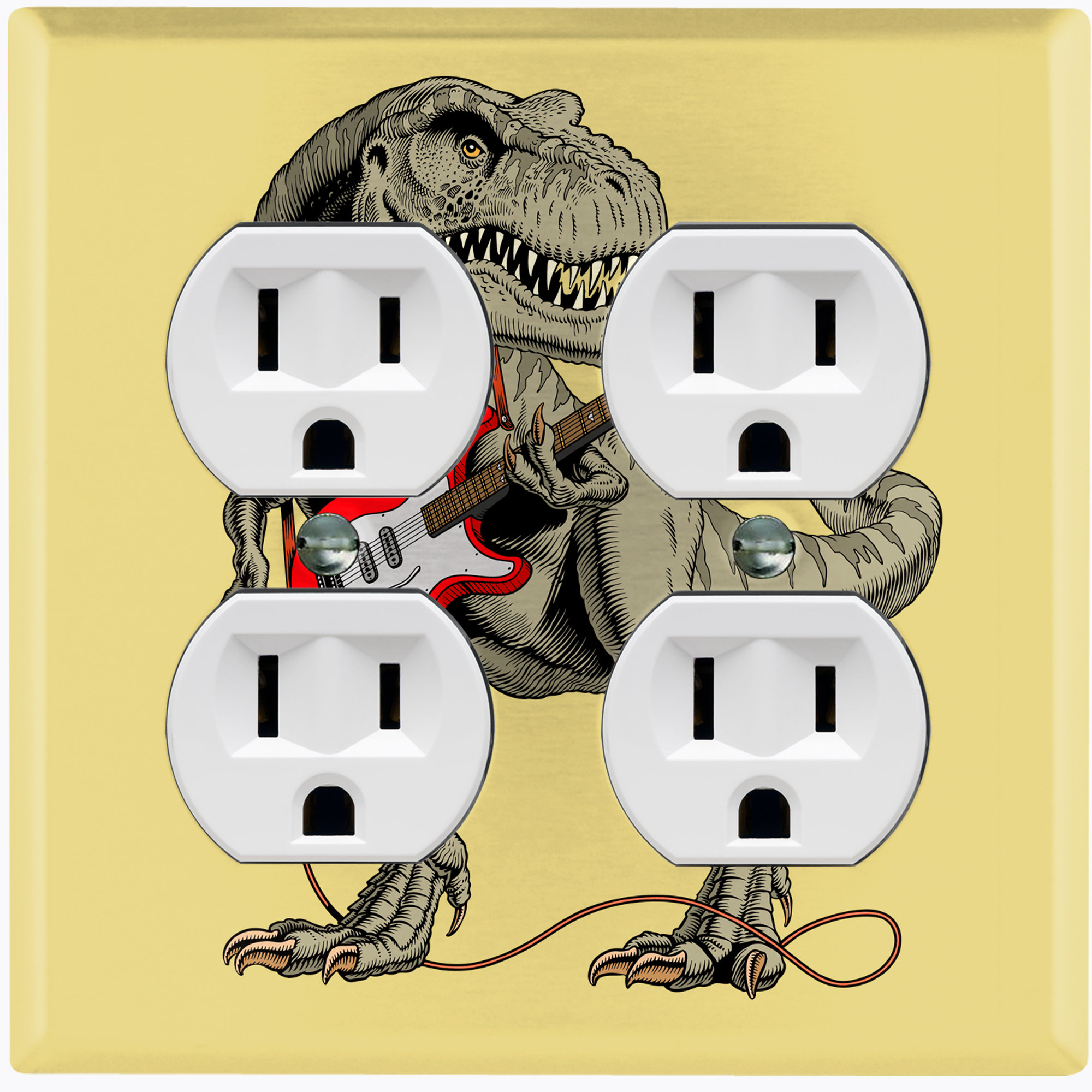 WorldAcc Metal Light Switch Plate Outlet Cover (Dinosaur T-Rex Guitar ...