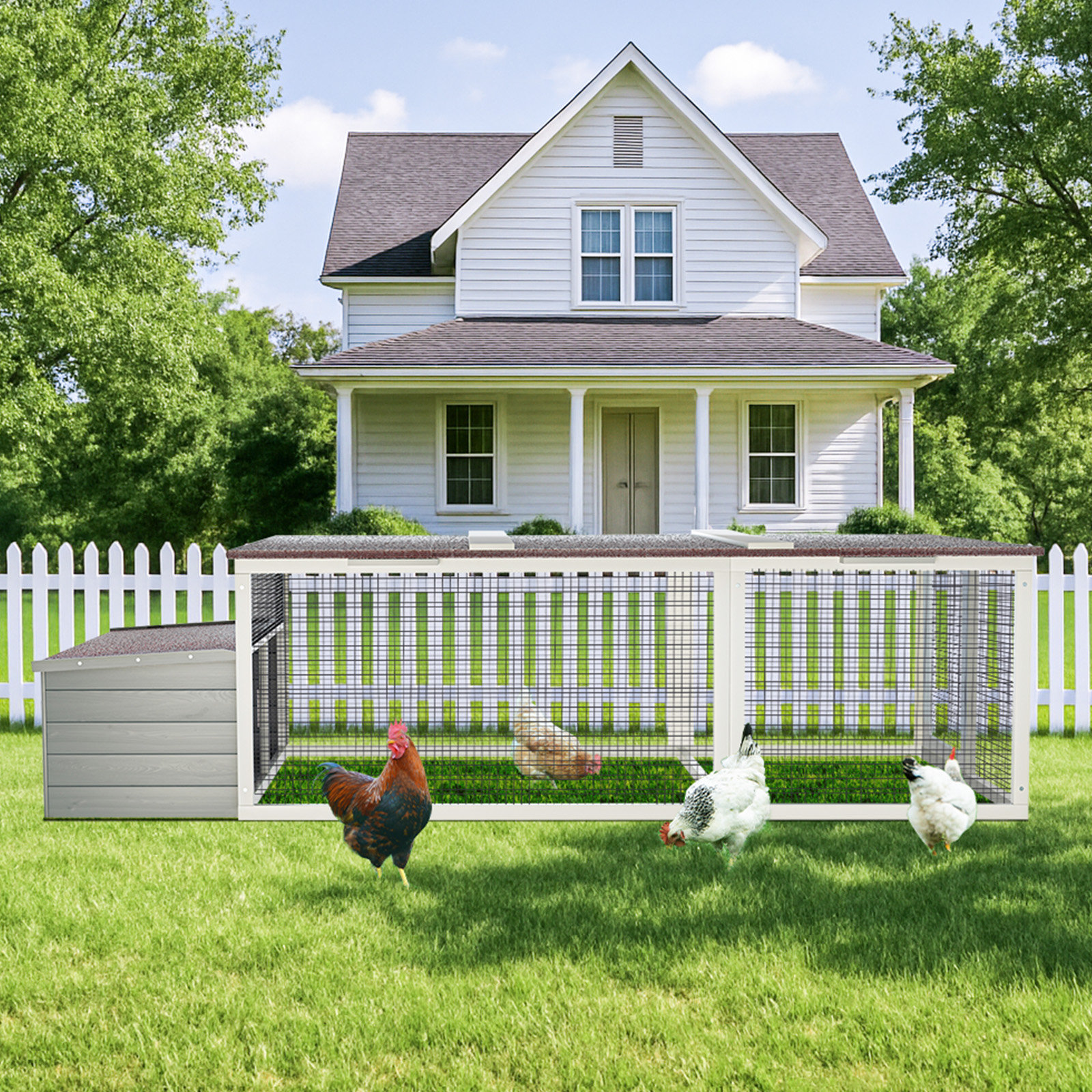 Ophelia & Co. Large Wooden Chicken Coop Outdoor Hen House With Nesting ...