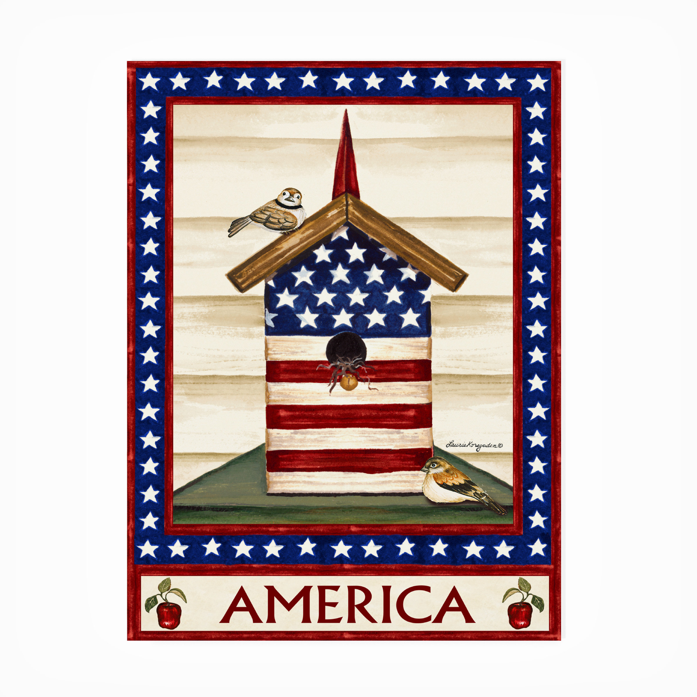 Red Barrel Studio® Laurie Korsgaden 'Flag Birdhouse' Outdoor Canvas ...