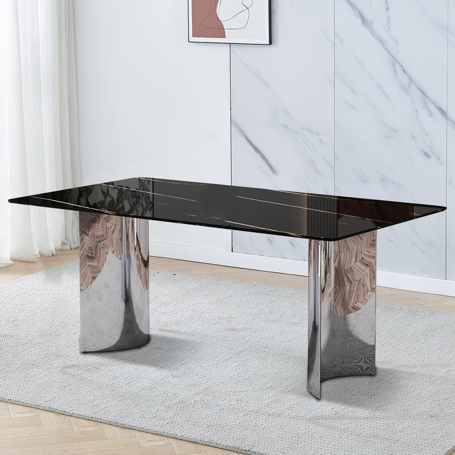 Ivy Bronx Classic Design dining table with Faux Marble Desktop and ...