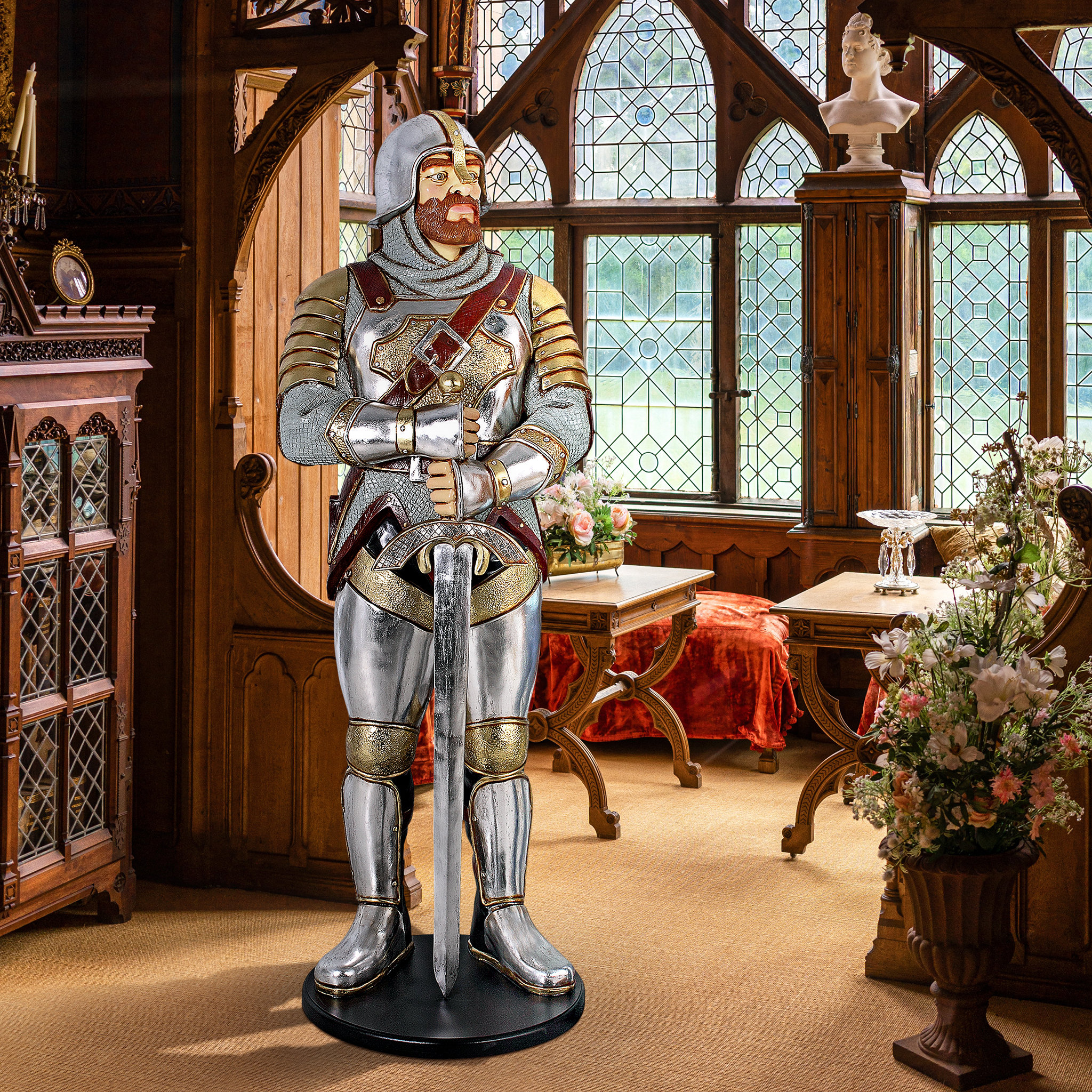 Design Toscano Medieval Knight of the Round Life-Size Statue | Wayfair