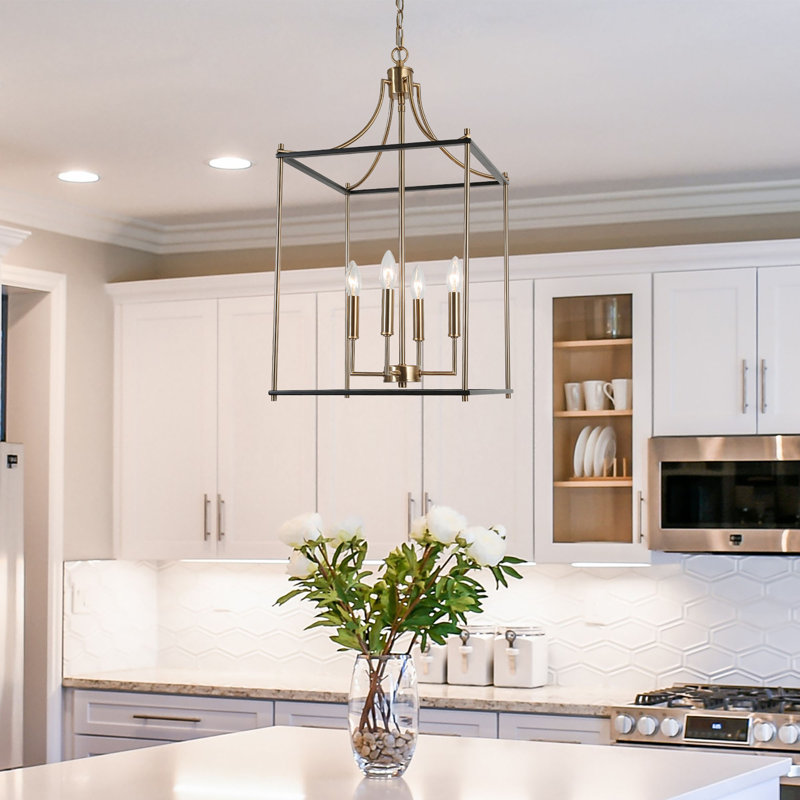 Gracie Oaks Jamiylah 4 - Light Lantern Rectangle Cage Kitchen Island ...