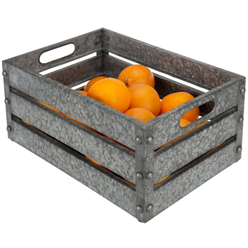 17 Stories Galvanized Metal Storage Crate Basket | Wayfair