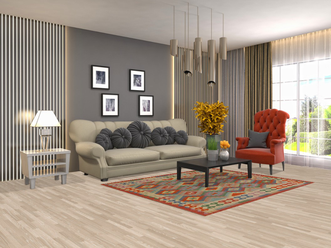 Dakota Fields Geometric Kilim Wool Area Rug 5x6 - Wayfair Canada