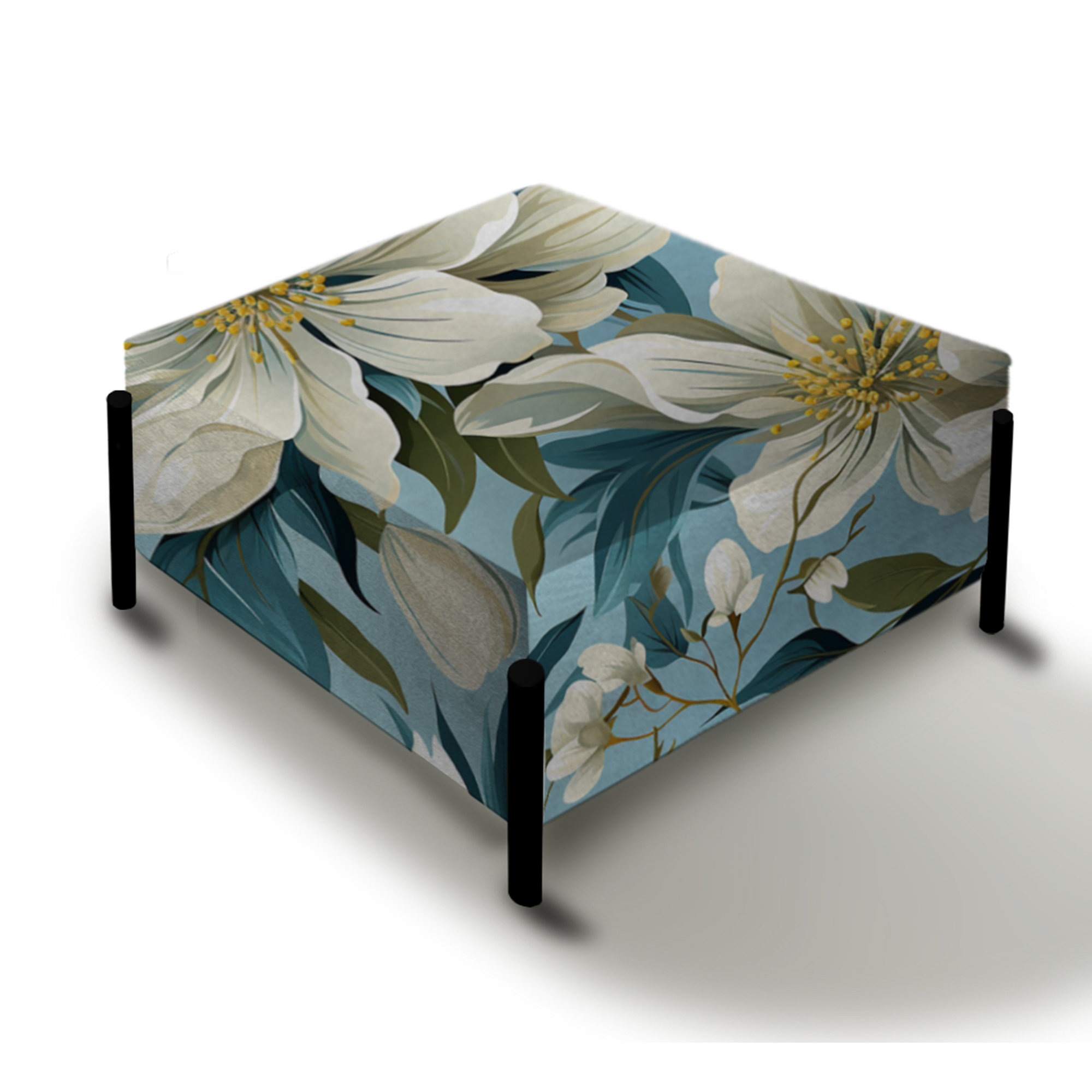 Design Art Blue Coastal Blossoms Floral Pattern I - Floral Large Square ...