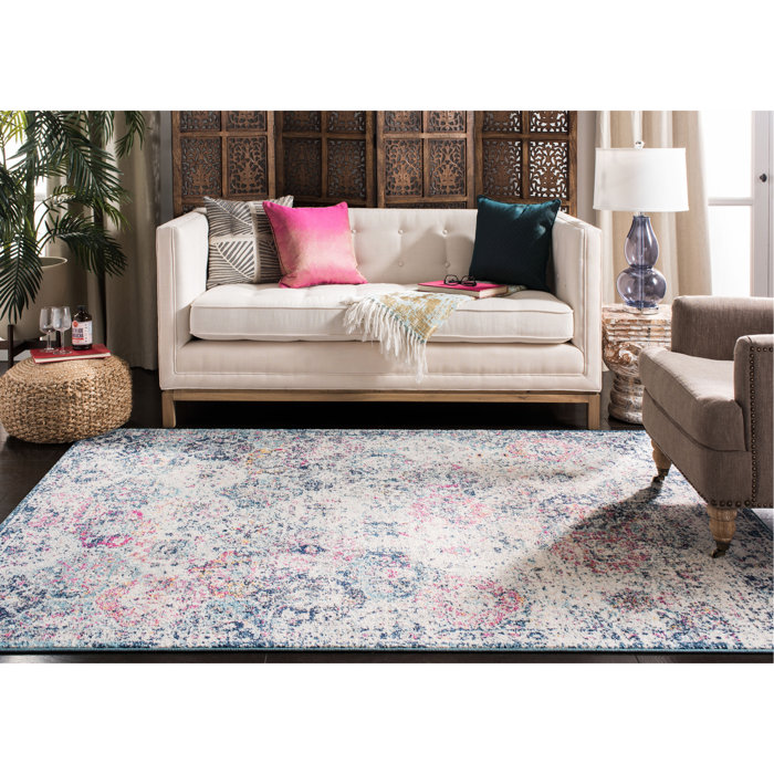 Langley Street Cronin Performance Navy/Teal Rug & Reviews | Wayfair