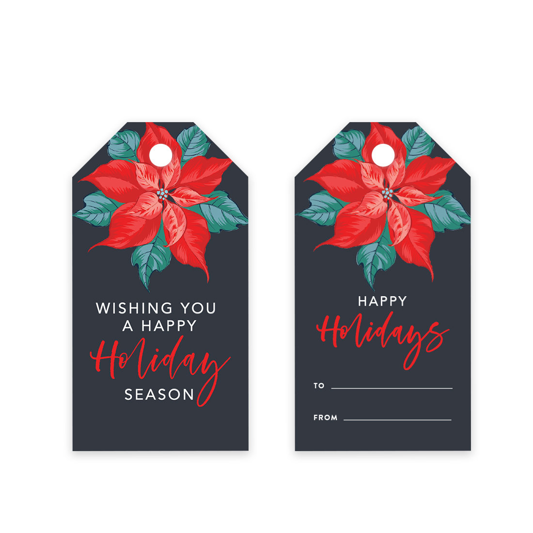 Ophelia & Co. Christmas Gift Tags Happy Holidays Christmas Poinsettia ...