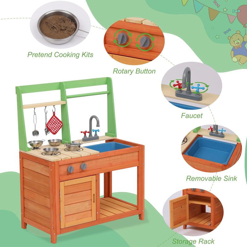 gaomon Mud Kitchen For Kids Outdoor, Kids Outdoor Play Kitchen Playset ...