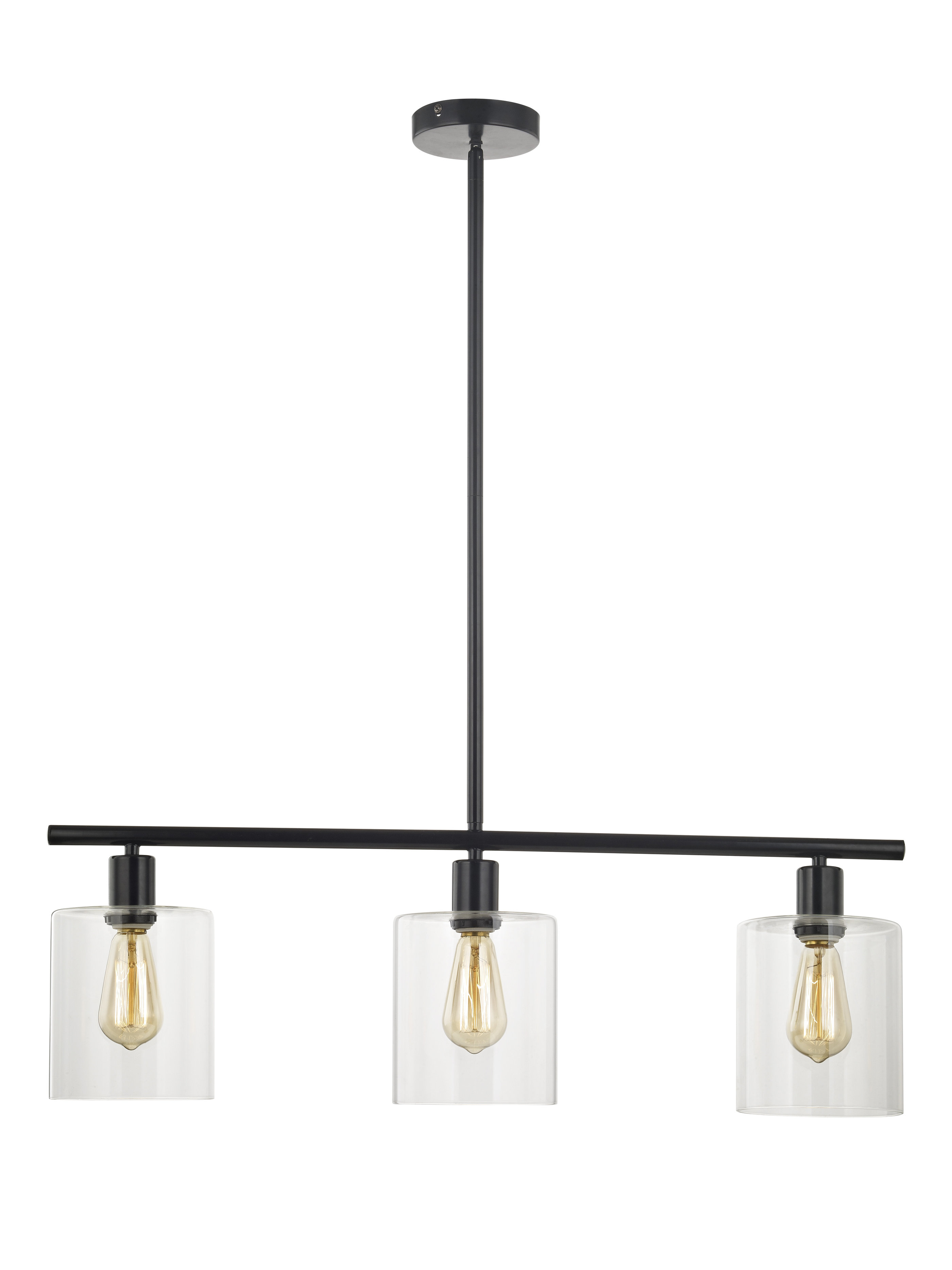 WOXXX 40.23"Rustic Industrial Chandeliers Modern 3-Light Glass Shades ...