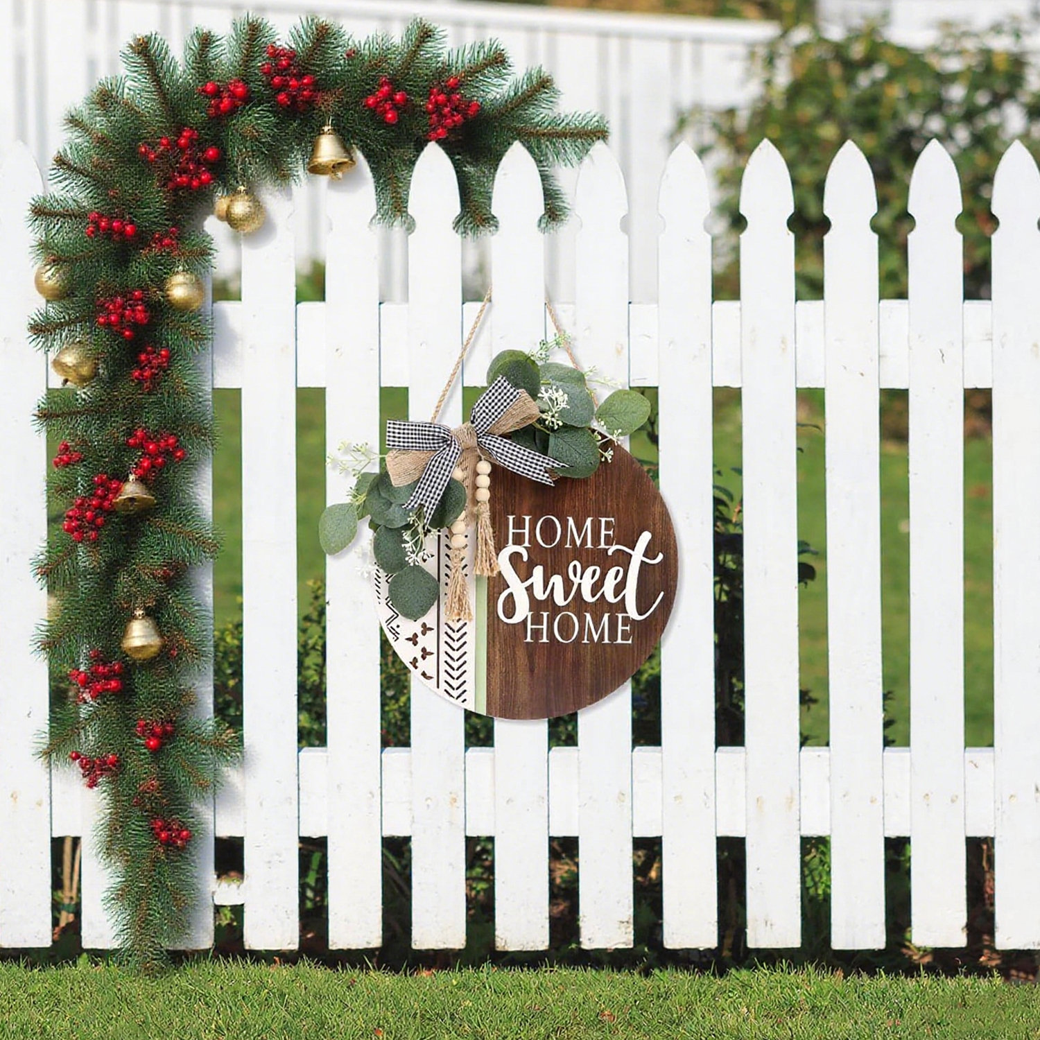 Ophelia & Co. 3D Home Sweet Home Front Door Wreath Sign 12", Farmhouse ...