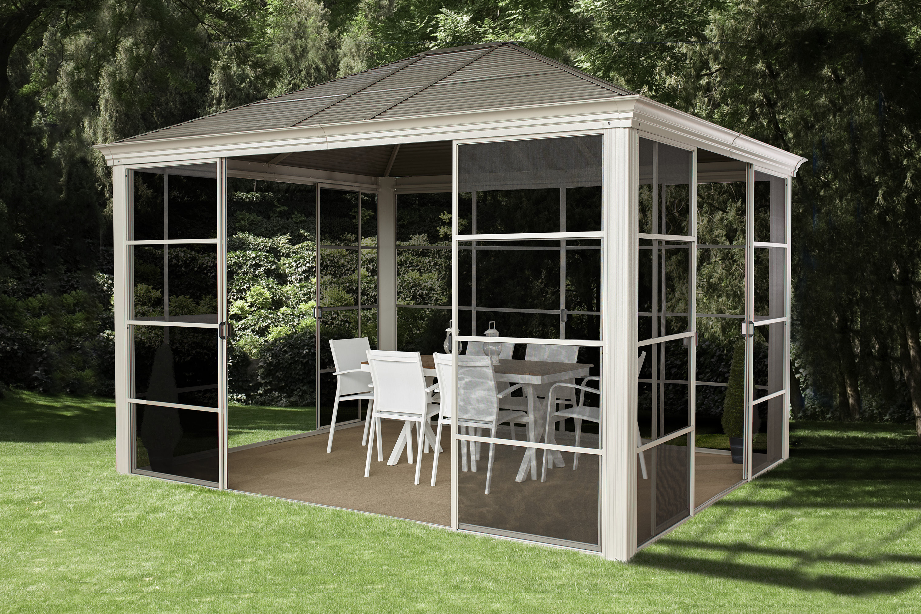 Sojag 10' x 12' Striano Hardtop Gazebo Screen House Outdoor Weather ...
