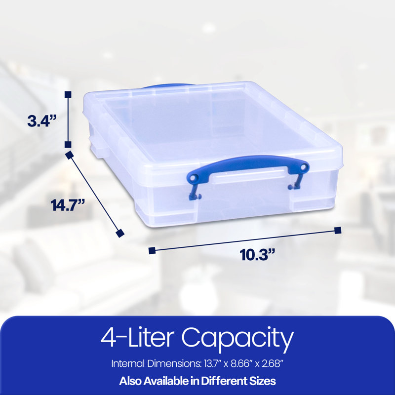 Really Useful Box 4L Plastic Storage Container w/Snap Lid & Clip Lock ...