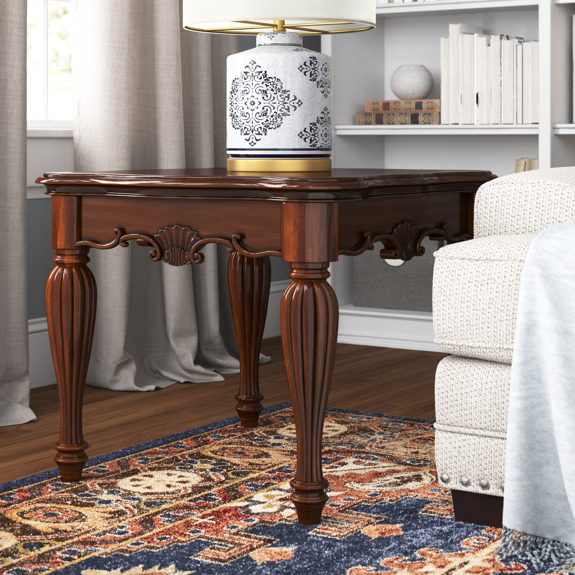 Lark Manor Archaimbaud Transitional 24"H Wood Rectangular End Table in ...