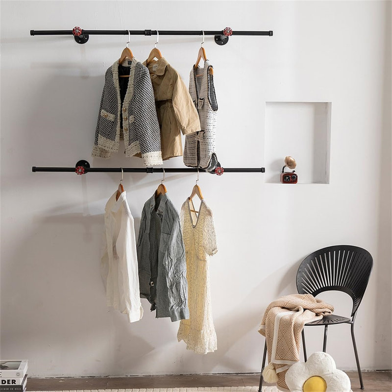 Rebrilliant Nikira Metal Wall Mounted Clothes Rack | Wayfair