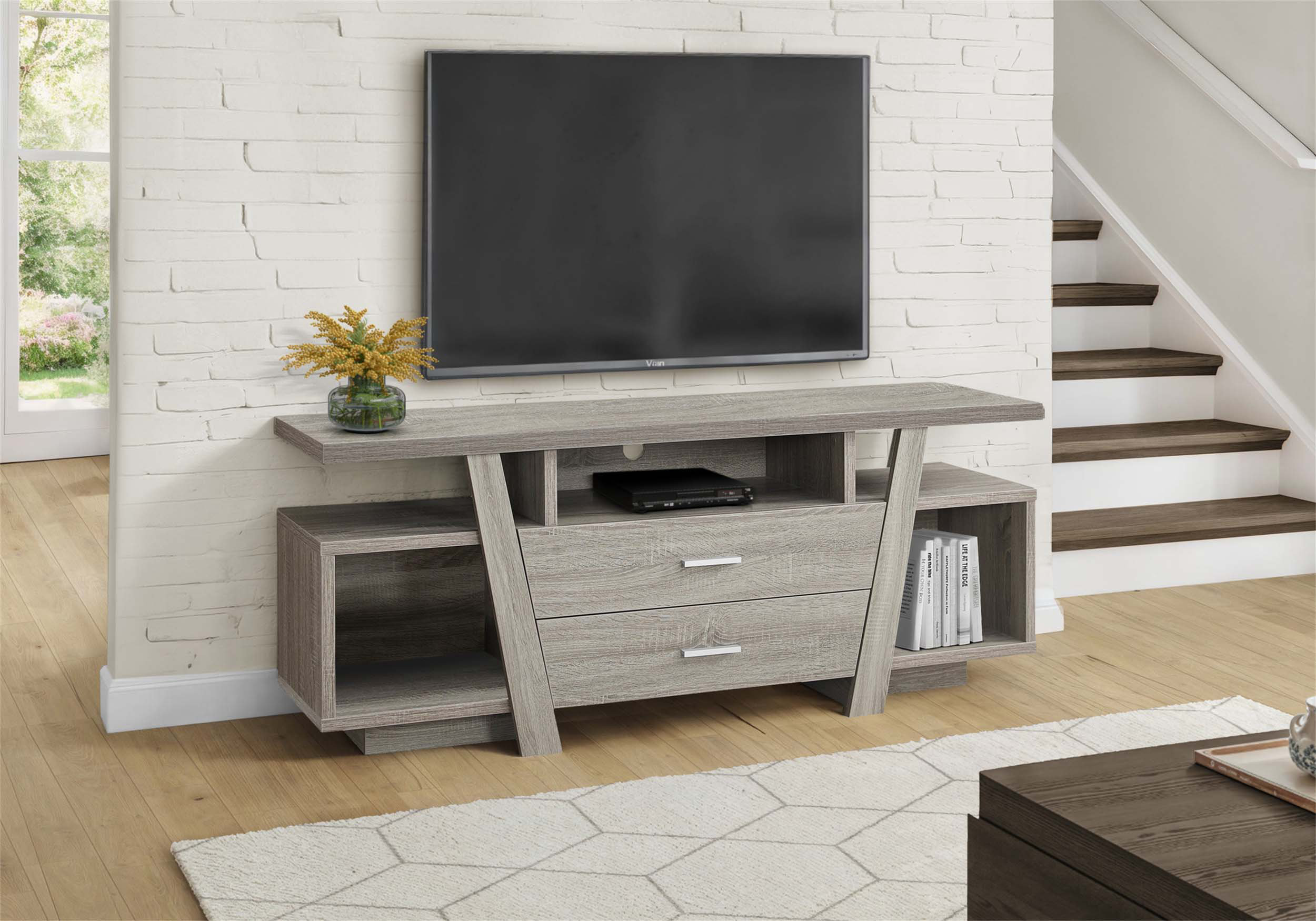 Latitude Run® Versatile TV Stand with Storage Drawers and Open Shelves ...