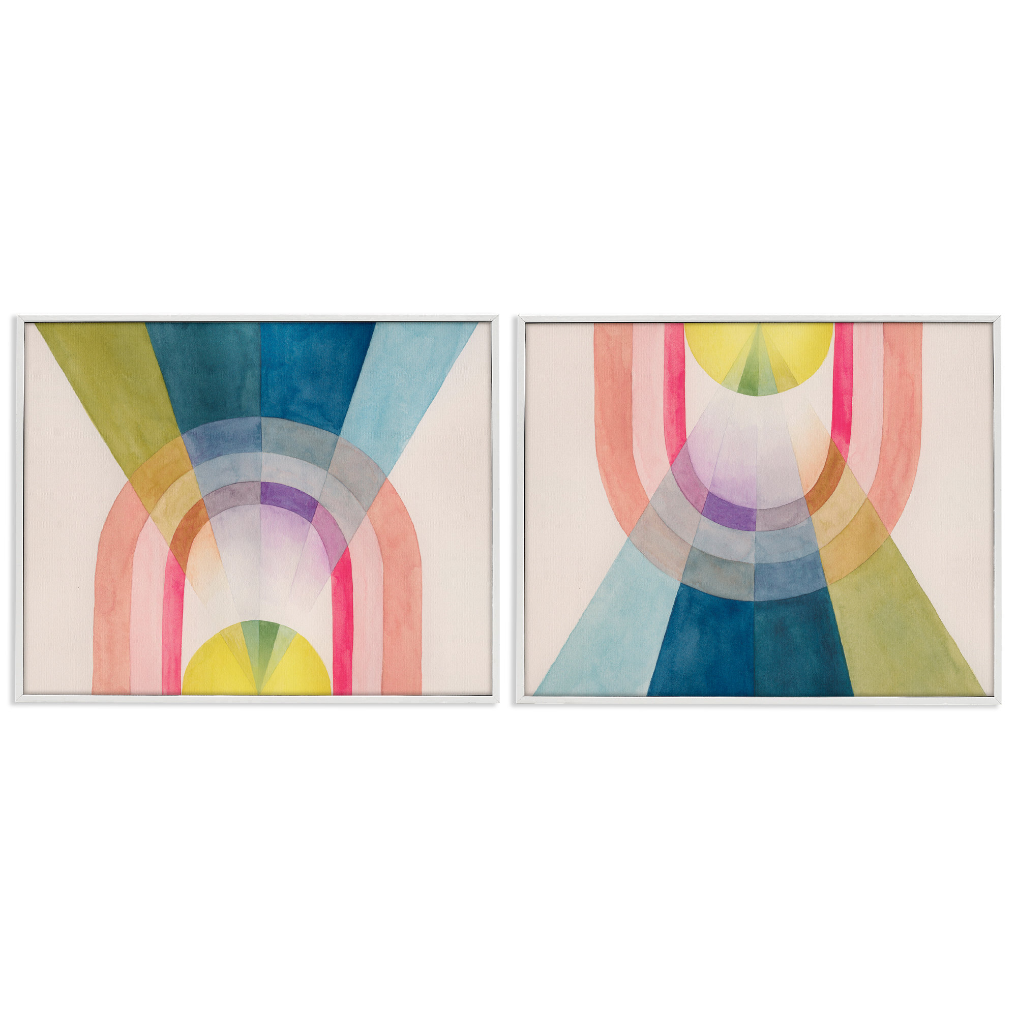 George Oliver Retro Pastel Structured Shapes 2 PC Giclee Art Set by ...