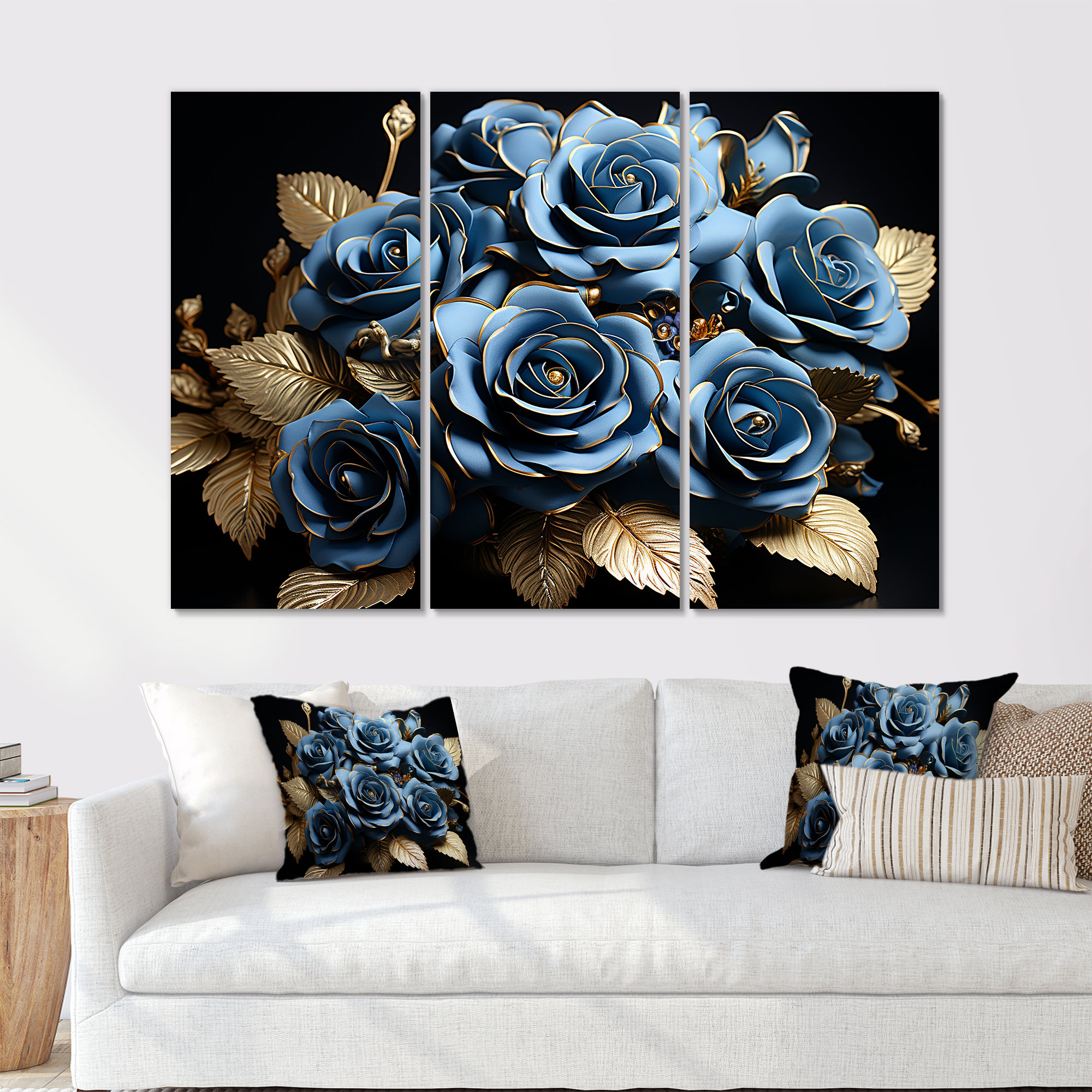 House of Hampton® Azure Blue Roses Arrangement Elegance I - Roses Wall ...