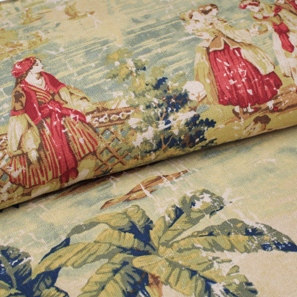 The Tailor's Bed French Countryside Antique Red/Natural Linen Blend ...