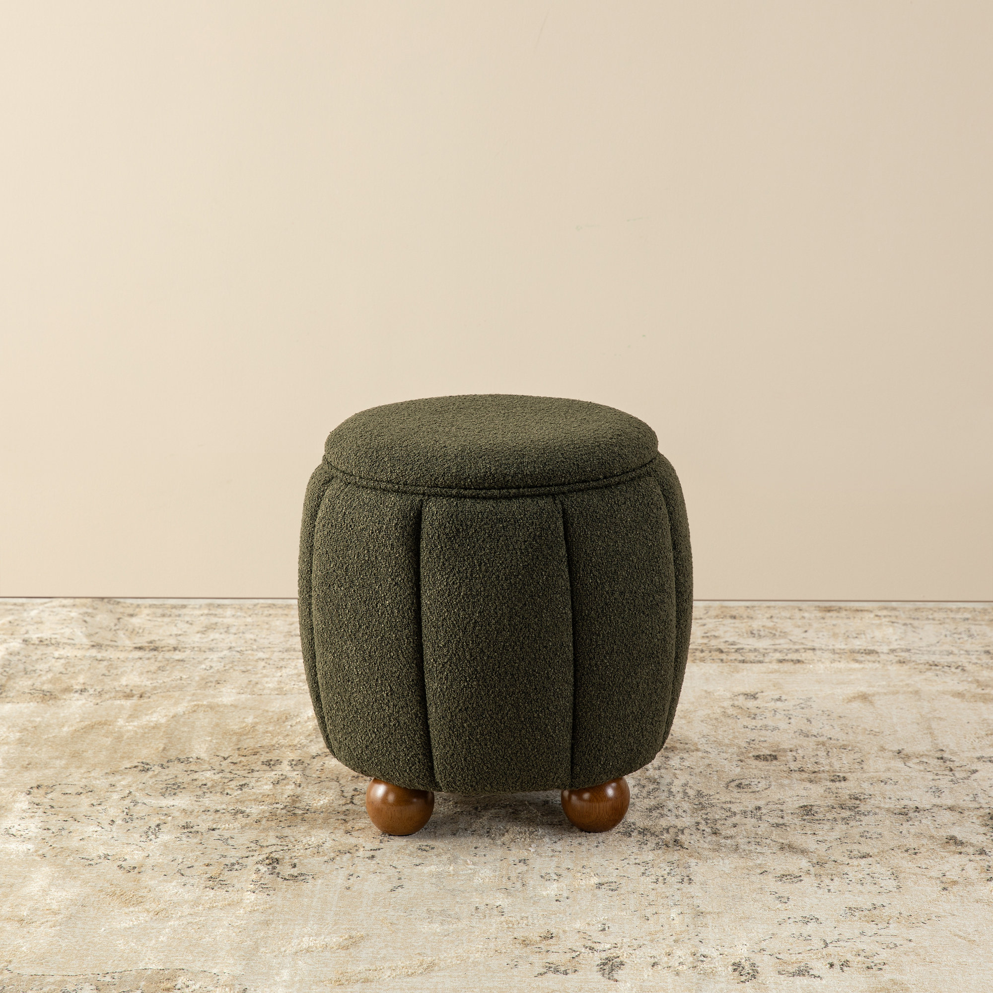 Latitude Run® Modern Boucle Upholstered Storage Ottoman Or Accent Stool ...