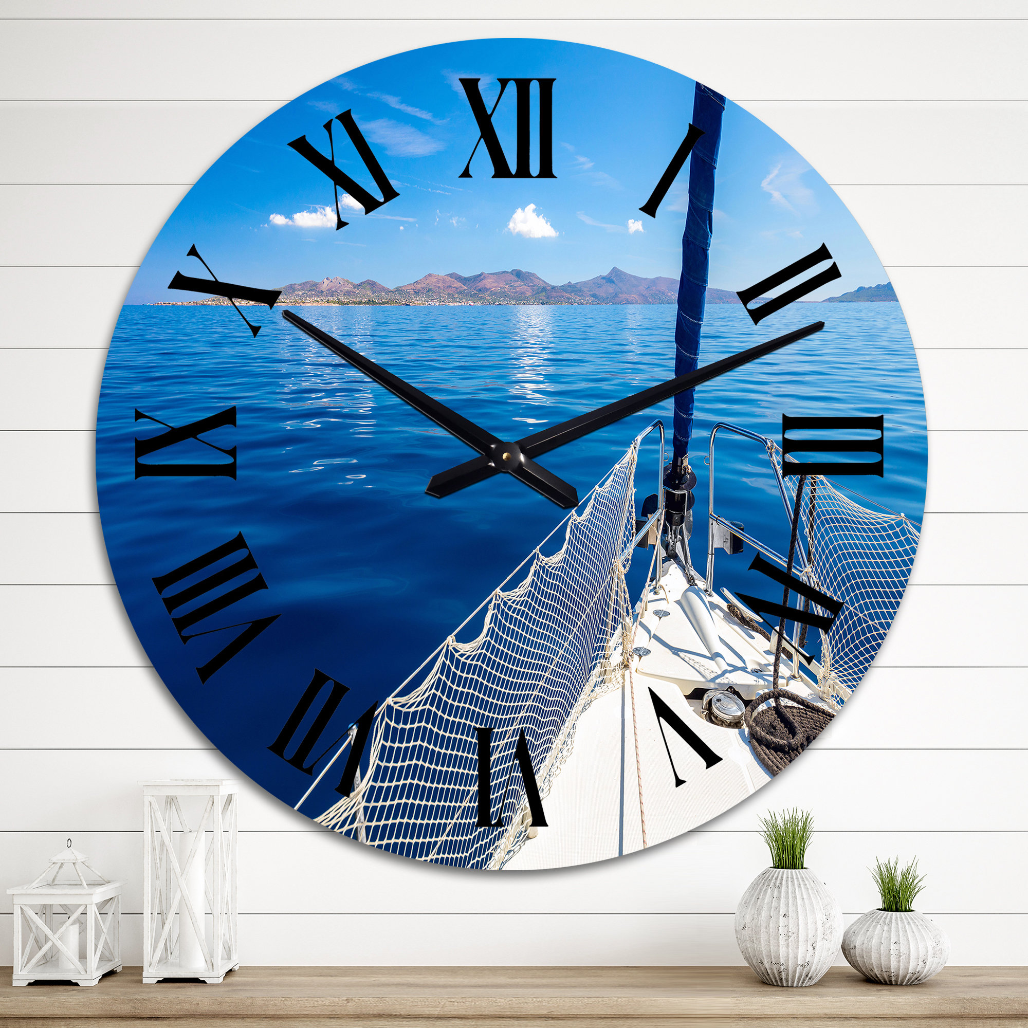 East Urban Home Sail Boat Yacht in Open Blue Sea Near Island - Nautical ...